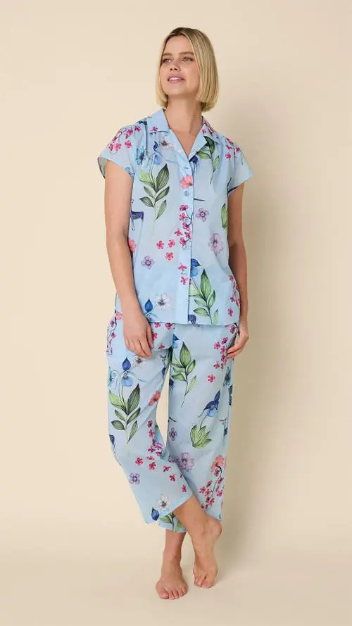 THE CAT'S PAJAMAS Floral Cotton Voile Short-sleeved Capri Pajama Set - Deerly