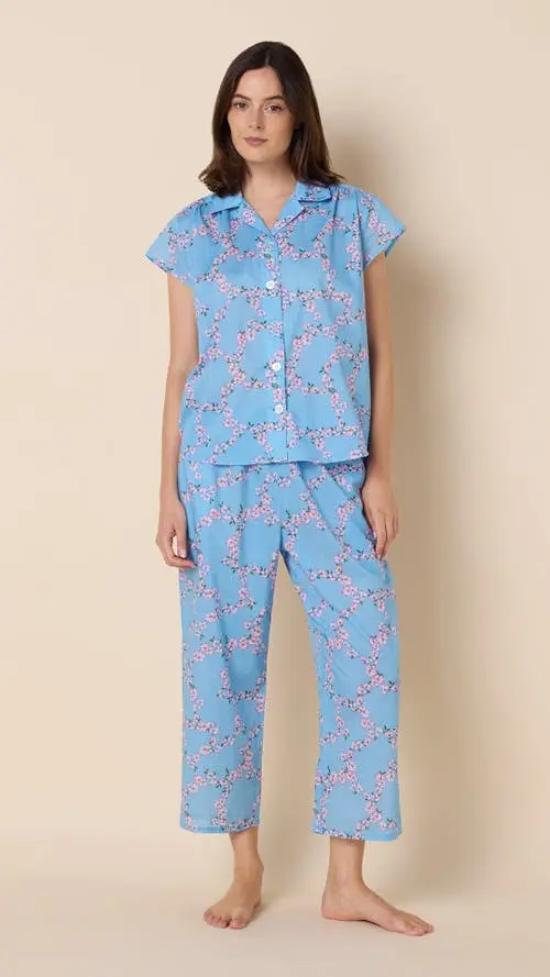 THE CAT'S PAJAMAS Voile Capri Set - Skyblush Garland