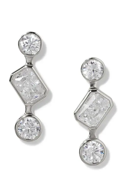 Nadri Brooklyn Cubic Zirconia Mini Linear Earrings - Rhodium