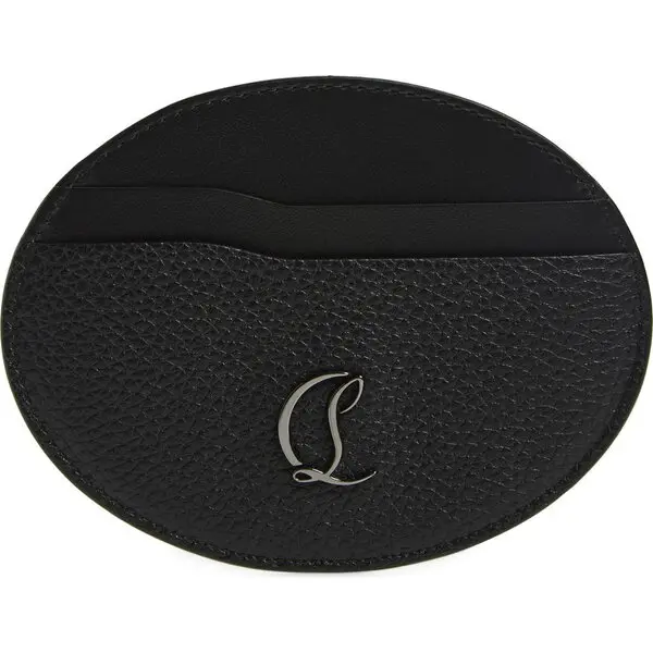 CHRISTIAN LOUBOUTIN Mooncrest Galet Leather Oval Card Case - Black