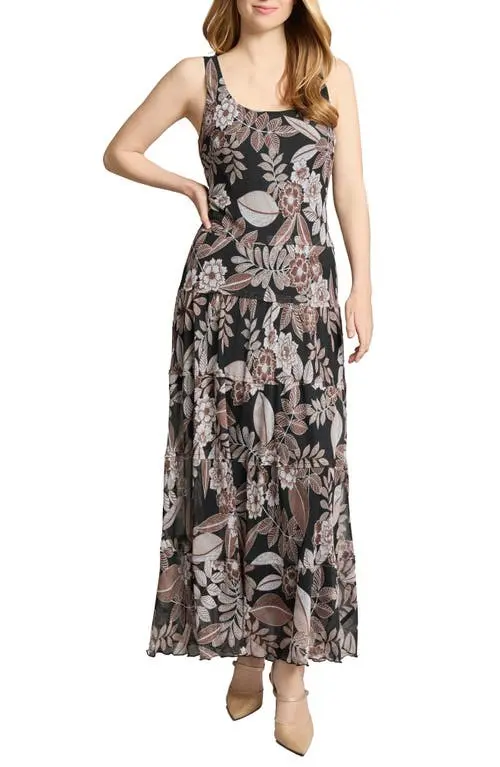 Jones New York Floral Sleeveless Chiffon Maxi Dress - Fudge Multi