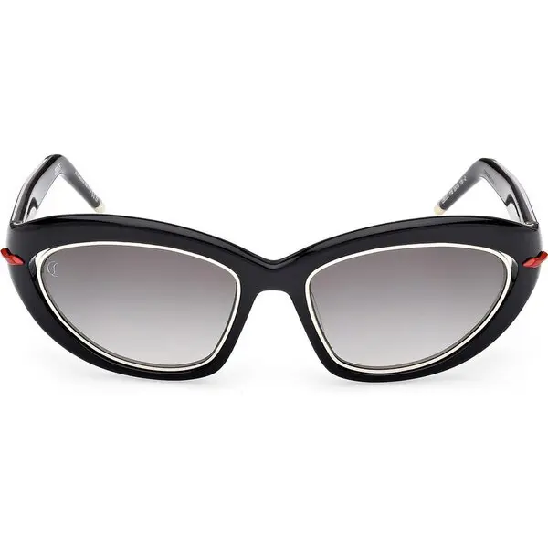 CHRISTIAN LOUBOUTIN So Kate 55mm Cat Eye Sunglasses - Black/ Zeiss Smoke Lens