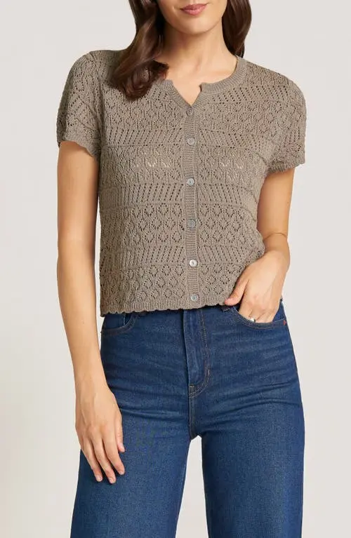 Matty M. Orla Short-sleeve Cardigan - Dusty-olive
