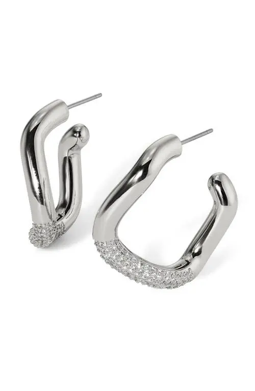 Nadri Alma Pavé Hoop Earrings - Rhodium