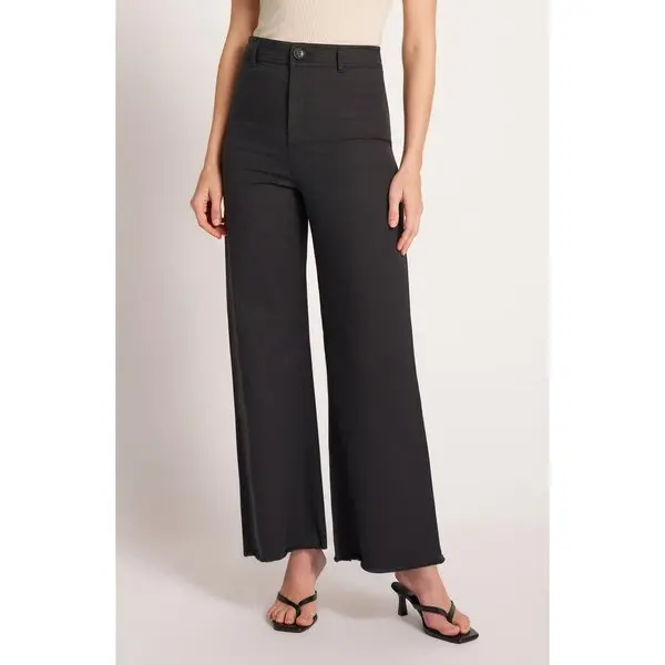 Matty M. Lizzie Crop Wide-leg Pants - Black/ivory