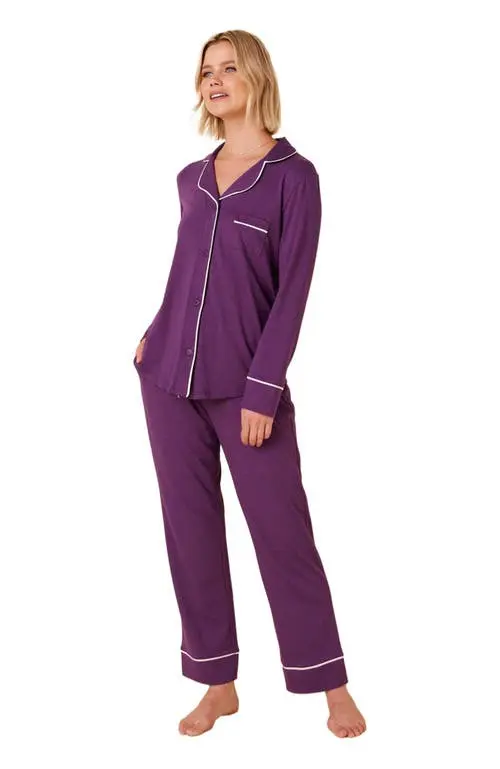 THE CAT'S PAJAMAS Pima Knit Pajama Set - Classic Aubergine