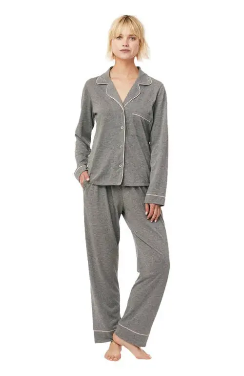 THE CAT'S PAJAMAS Pima Knit Pajama Set - Heather Grey
