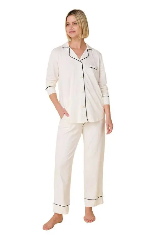 THE CAT'S PAJAMAS Pima Knit Pajama Set - Ivory