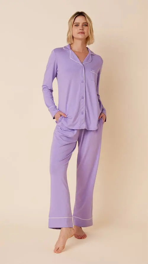THE CAT'S PAJAMAS Pima Knit Pajama Set - Lilac