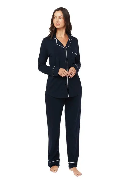THE CAT'S PAJAMAS Pima Knit Pajama Set - Midnight