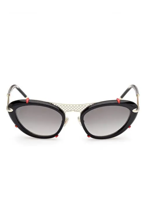 CHRISTIAN LOUBOUTIN Dolly Oval Sunglasses - Black/ Pale Gold/ Zeiss Smoke