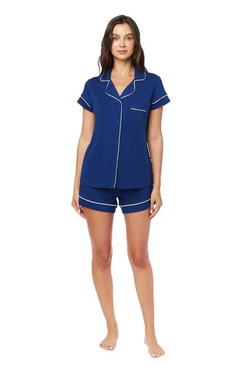 THE CAT'S PAJAMAS Pima Knit Short Set - Classic Marine Blue