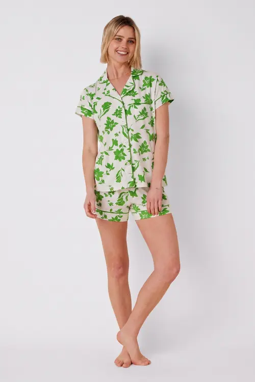 THE CAT'S PAJAMAS Pima Knit Pajama Short Set - Isa