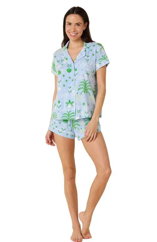 THE CAT'S PAJAMAS Pima Knit Short Set - Tropicana Palm
