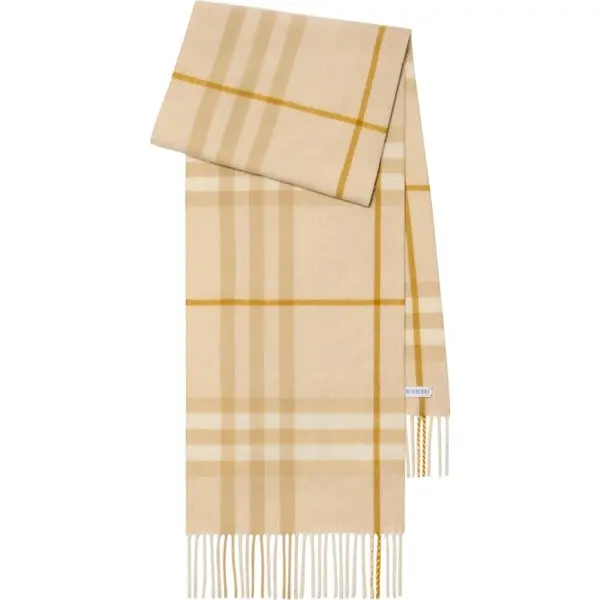 Burberry Giant Check Cashmere Scarf - White Denim
