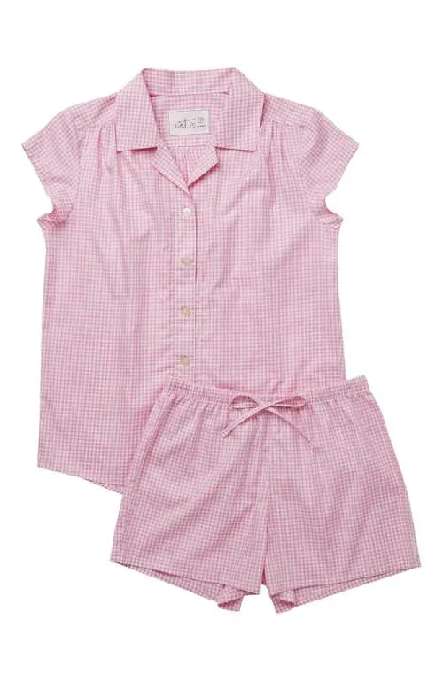 THE CAT'S PAJAMAS Luxe Pima Short Print Set - Classic Gingham Pink