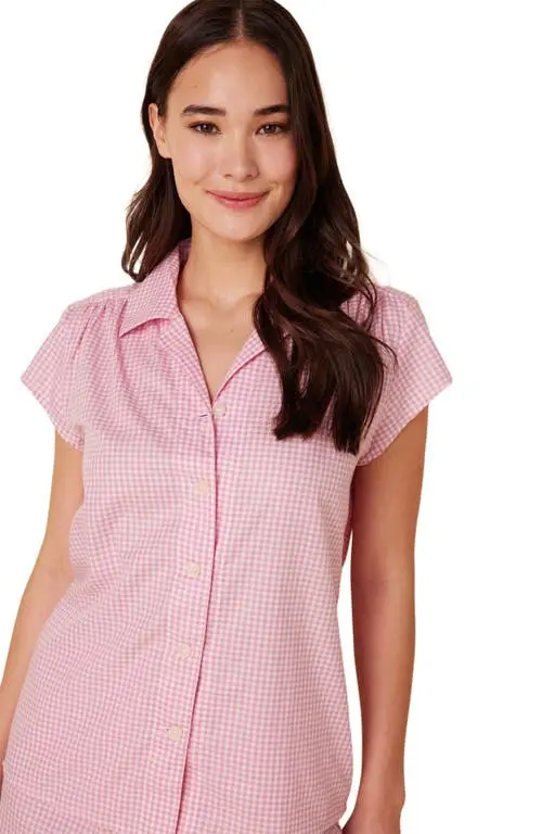 THE CAT'S PAJAMAS Luxe Pima Short Print Set - Classic Gingham Pink