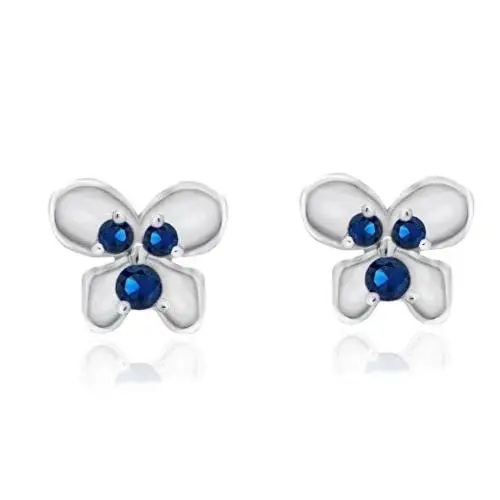 DONATELLO GIAN Sterling Silver Flower Stud Earrings - Blue