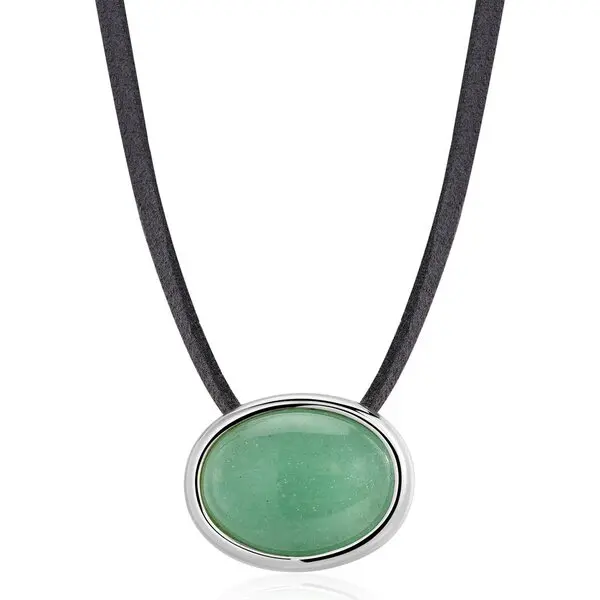 LUV AJ Sunset Stone Pendant Cord Necklace - Silver
