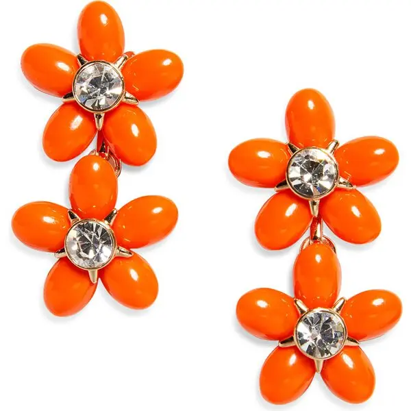 Carolina Herrera Double Flower Drop Earrings - Gold