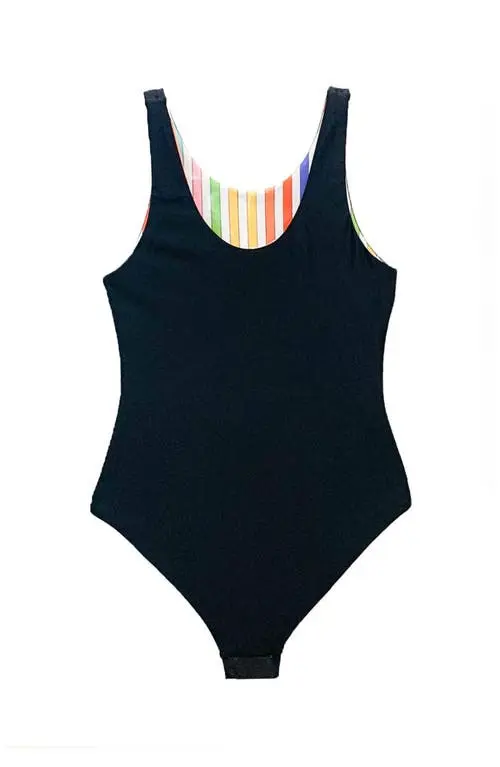 LIMEAPPLE Reversible Striped One Piece Swimsuit