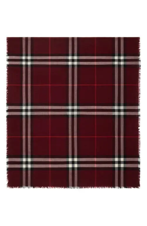 Burberry Giant Check Lightweight Wool Scarf - Oxblood Red