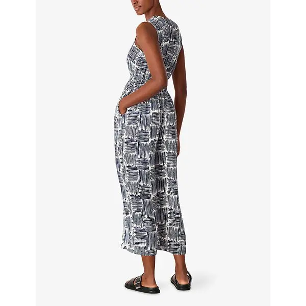 Whistles Graphic-print Sleeveless Woven Jumpsuit - Blue