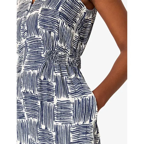 Whistles Graphic-print Sleeveless Woven Jumpsuit - Blue