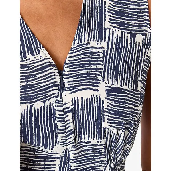 Whistles Graphic-print Sleeveless Woven Jumpsuit - Blue