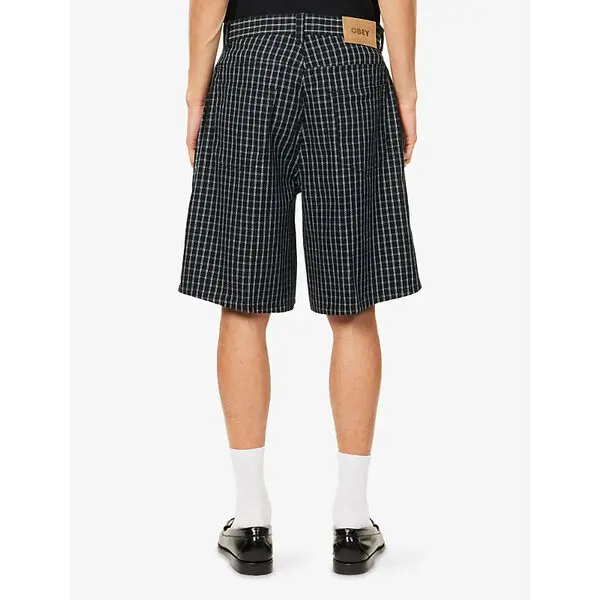 Obey Plaid Baggy Denim Shorts - Black | Editorialist