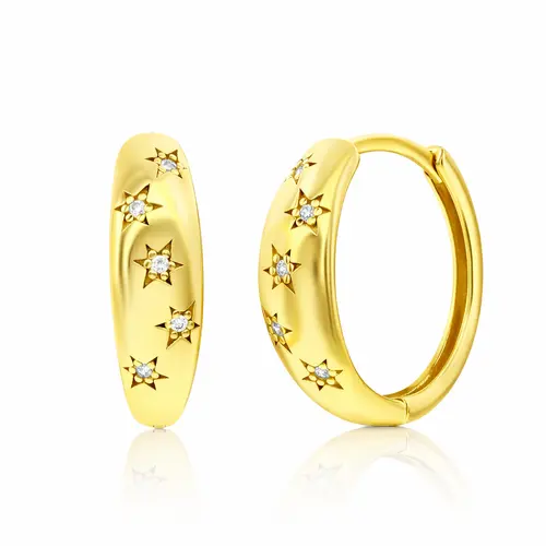 DONATELLO GIAN Sterling Silver Crystal Star Hoop Earrings - Gold