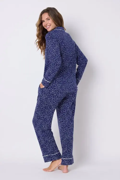 THE CAT'S PAJAMAS Striped Pima Knit Pajama Set