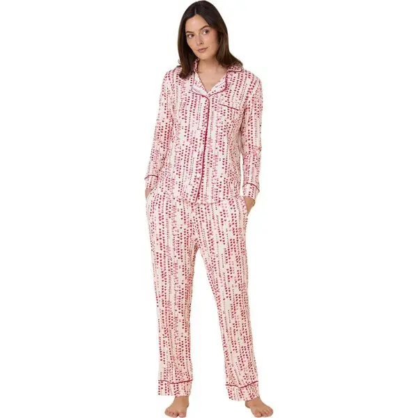 THE CAT'S PAJAMAS Pima Knit Pajama Floral Set - Dreamy Hearts Ivory