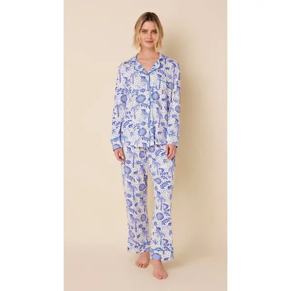 THE CAT'S PAJAMAS Striped Pima Knit Pajama Set - Palmera