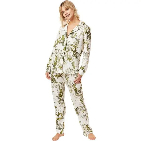 THE CAT'S PAJAMAS Pima Knit Pajama Floral Set - Woodside