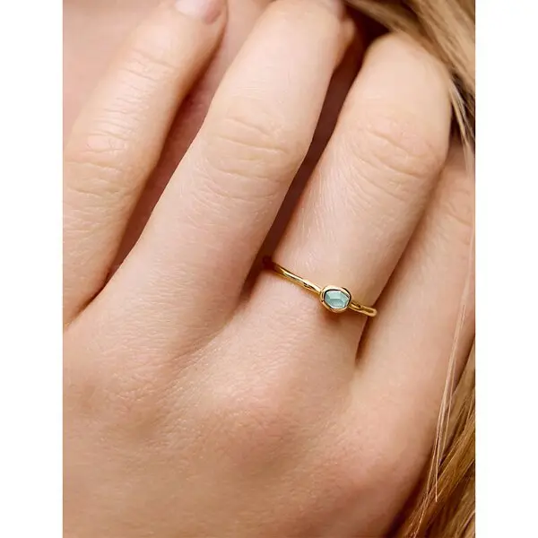 Monica Vinader Odyssey Aquamarine Vermeil Stacking Ring - Blue