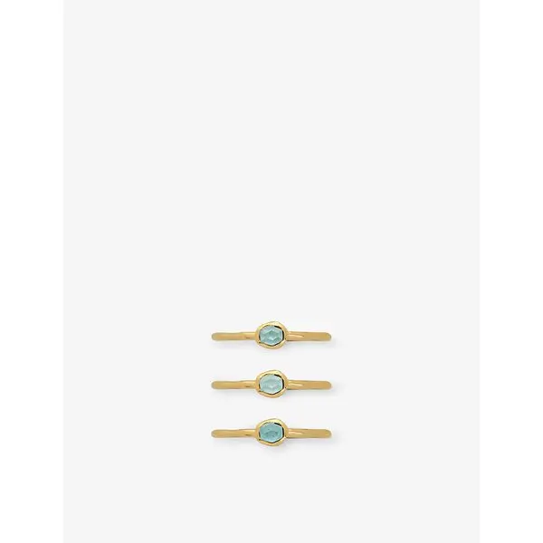 Monica Vinader Odyssey Aquamarine Vermeil Stacking Ring - Blue