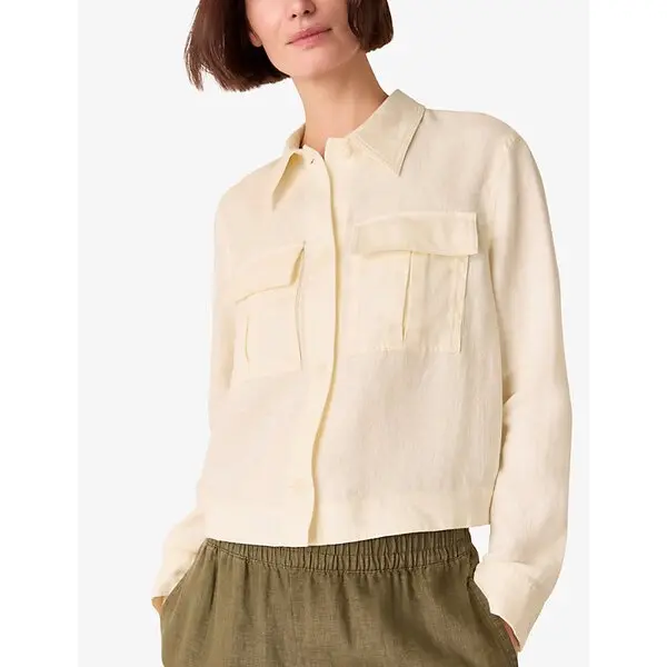 Whistles Abby Chest-pocket Linen Jacket - Cream