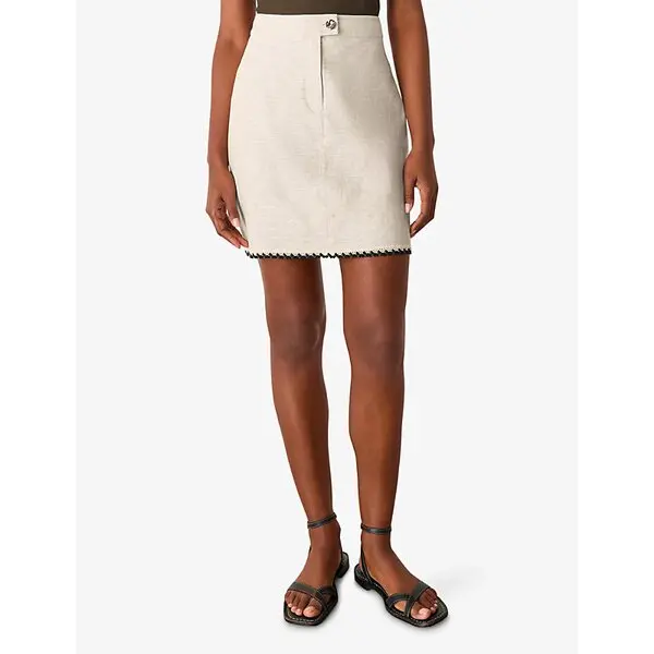 Whistles High-rise Mini Skirt With Broderie Trim