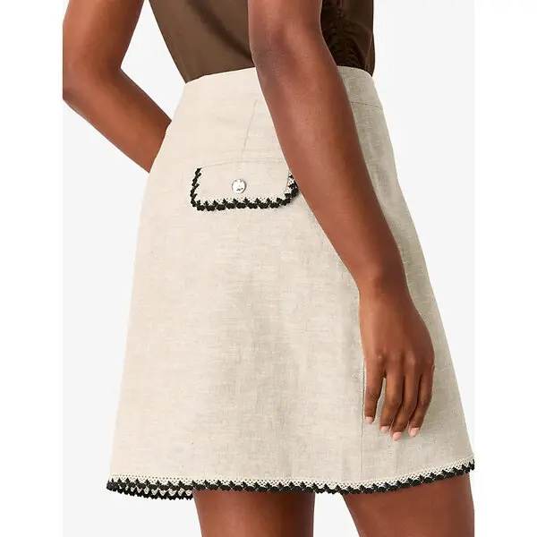 Whistles High-rise Mini Skirt With Broderie Trim