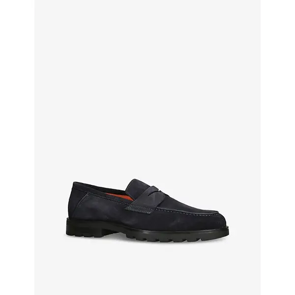 Santoni Detroit Suede Loafers - Navy