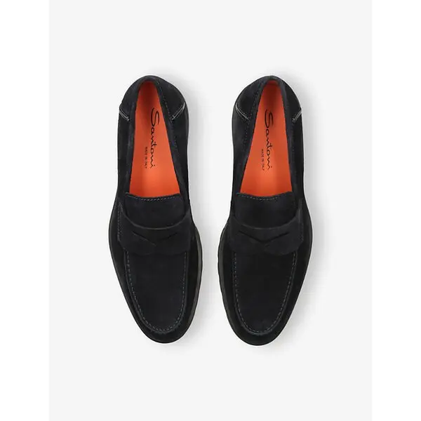 Santoni Detroit Suede Loafers - Navy