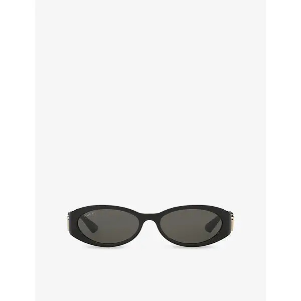 Gucci Gg1660s Oval-frame Sunglasses - Black