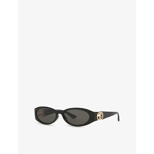 Gucci Gg1660s Oval-frame Sunglasses - Black