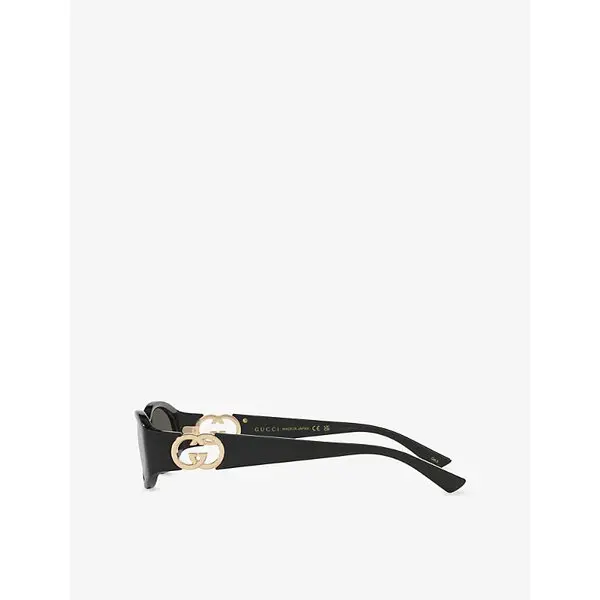 Gucci Gg1660s Oval-frame Sunglasses - Black