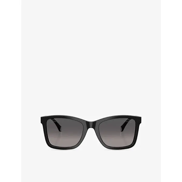 Chanel Polarised Rectangle-frame Acetate Sunglasses - Black