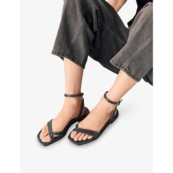 Whistles Contrast-stitch Leather Sandals