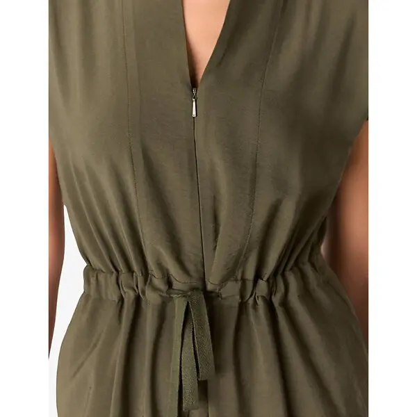Whistles Cap-sleeved Drawstring-waist Woven Jumpsuit - Khaki/olive