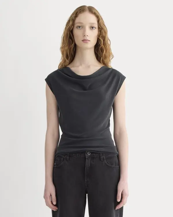 Everlane Draped Butterknit Top - Black