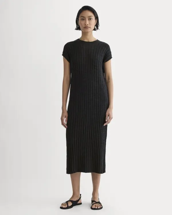 Everlane Column Cotton Linen Dress - Black